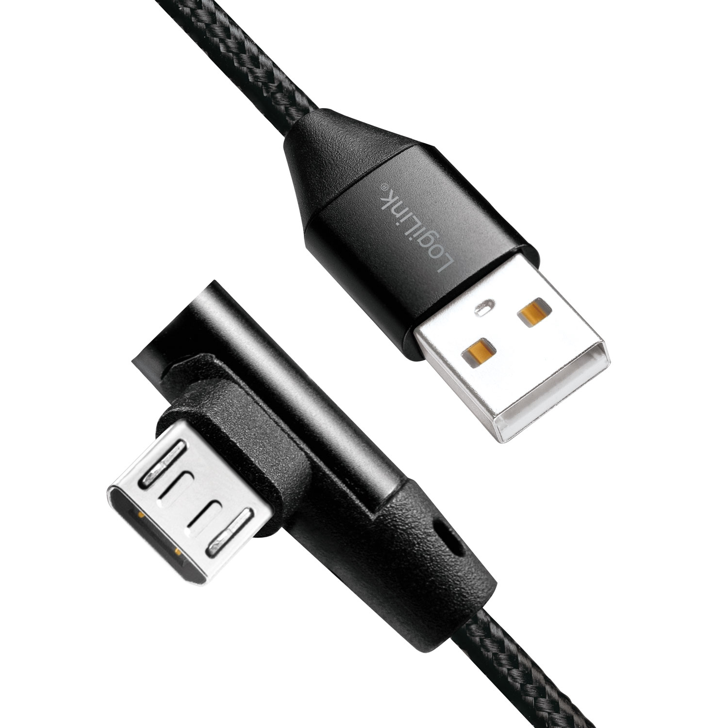 USB-A till MicroUSB Kabel Vinklad Flätad 15W 1m Svart