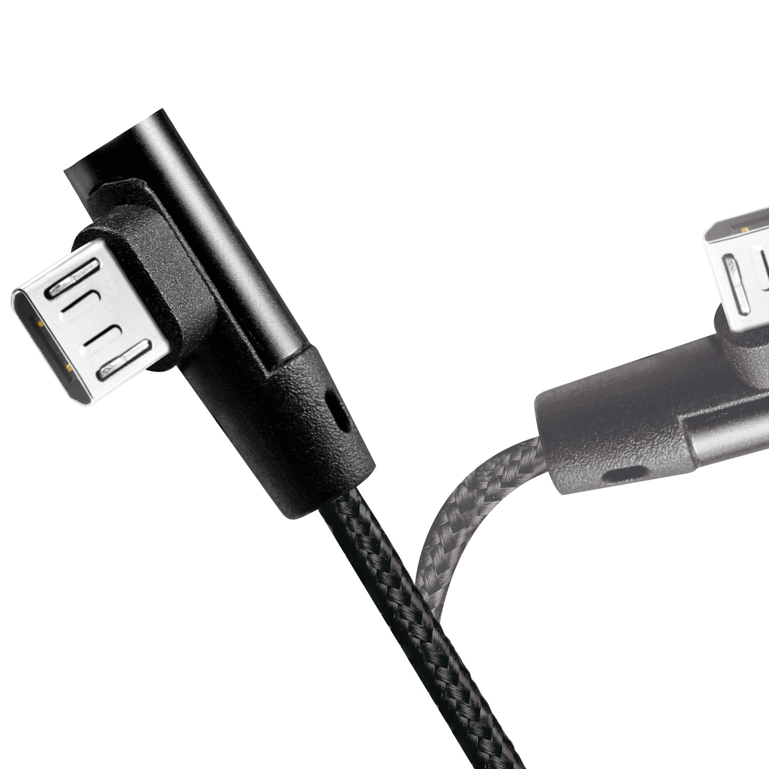 USB-A till MicroUSB Kabel Vinklad Flätad 15W 1m Svart